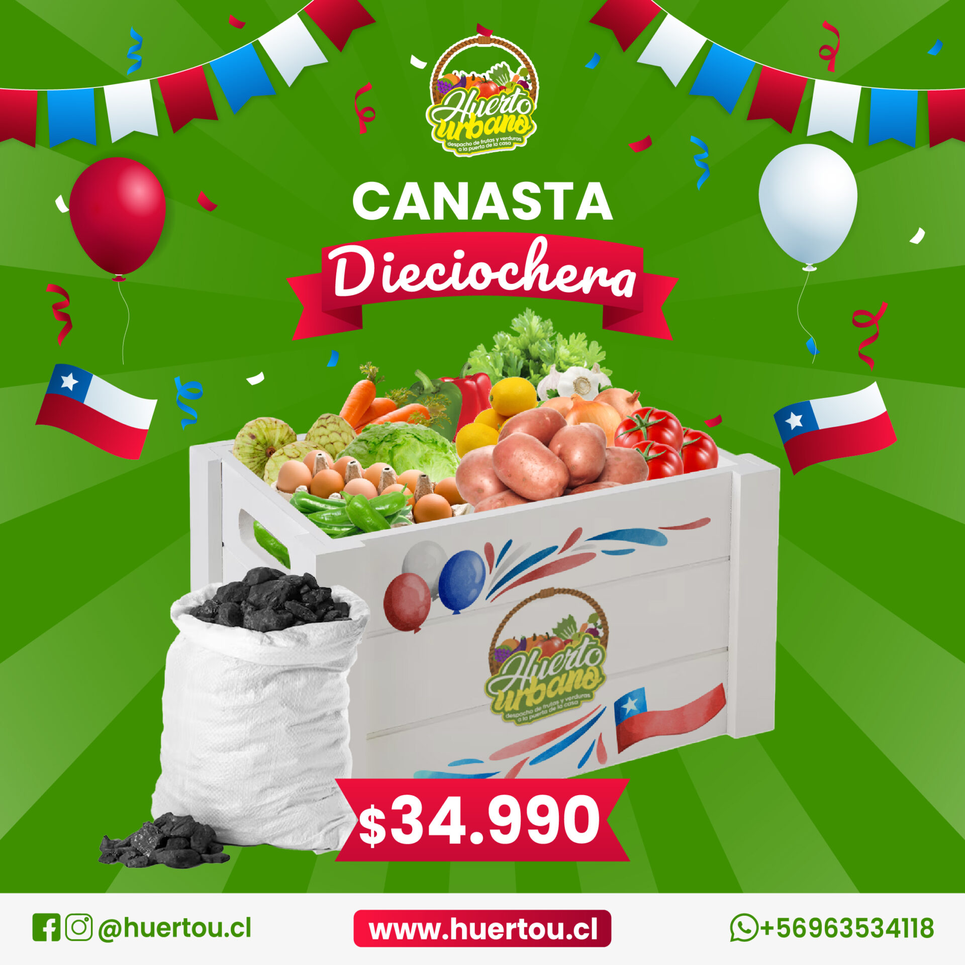 Canasta diciochera - Huerto Urbano